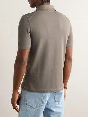 Zegna Slim-fit Cotton-piqué Polo Shirt - Brown