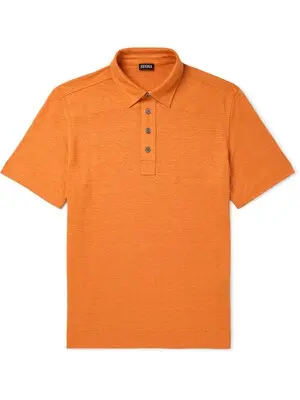 ZEGNA Zegna - Slim-Fit Linen Polo Shirt - Men - Orange 