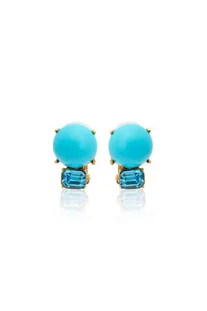 KENNETH JAY LANE Turquoise & Clip Earrings - Aqua