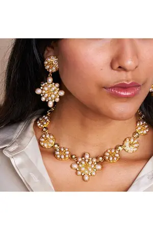 KENNETH JAY LANE Pearl Cabochon & Chain Necklace