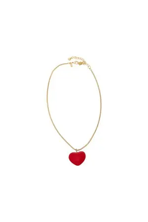 KENNETH JAY LANE Satc Heart Pendant Necklace - Red