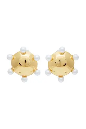 KENNETH JAY LANE Polished & Pearl Stud Earrings - Gold