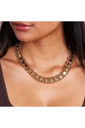 KENNETH JAY LANE Tone Beaded Collar Necklace