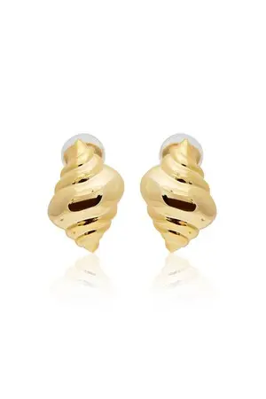 KENNETH JAY LANE Polished Shell Clip On Earrings - Gold