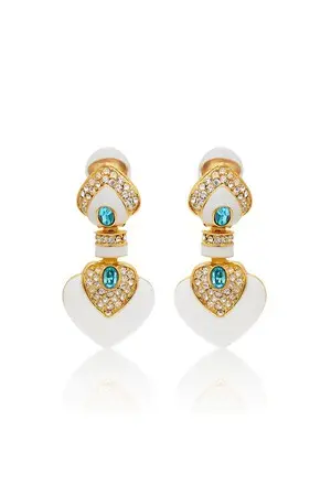 KENNETH JAY LANE Heart Drop Clip On Earrings - Aqua