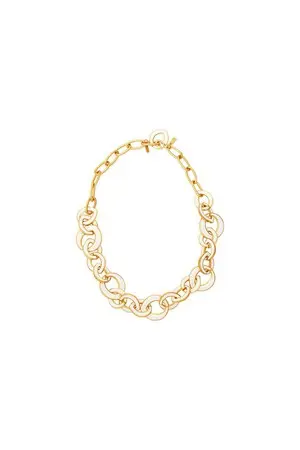 KENNETH JAY LANE Polished & White Enamel Link Necklace - Gold