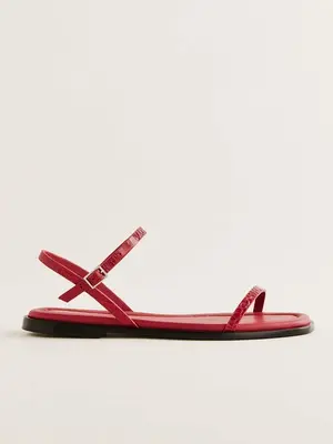 REFORMATION Lake Leather Flat Sandal Red