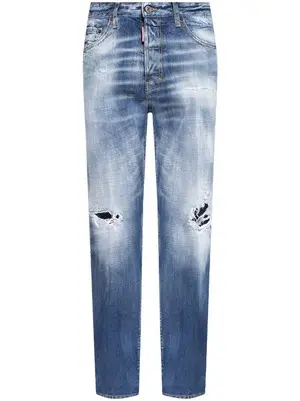 Dsquared2 Ripped Straight-leg Jeans - Blue
