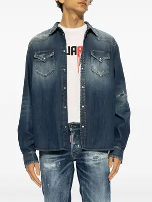 Dsquared2 Long-sleeve Ripped-detail Denim Shirt