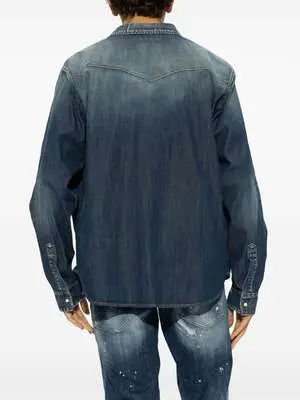 Dsquared2 Long-sleeve Ripped-detail Denim Shirt