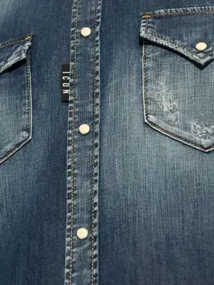 Dsquared2 Long-sleeve Ripped-detail Denim Shirt