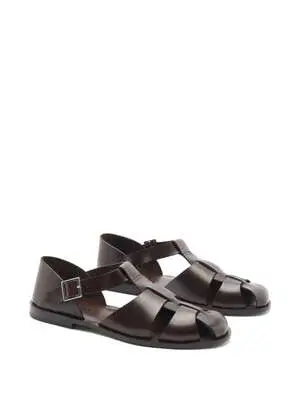 SCAROSSO Apollo Leather Sandals - Brown