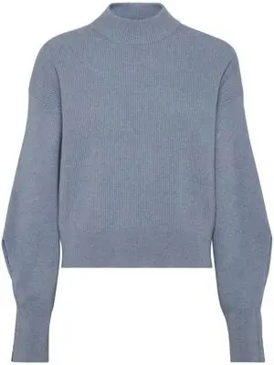 Brunello Cucinelli Mock-neck Cashmere Jumper - Blue