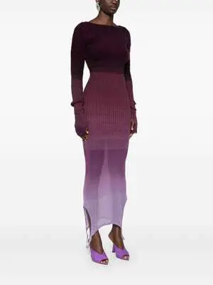 Attico Ombré Ribbed-knit Midi Dress - Purple