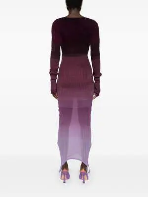 Attico Ombré Ribbed-knit Midi Dress - Purple
