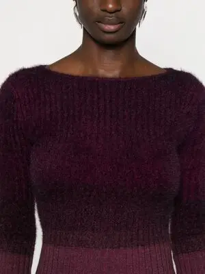 Attico Ombré Ribbed-knit Midi Dress - Purple