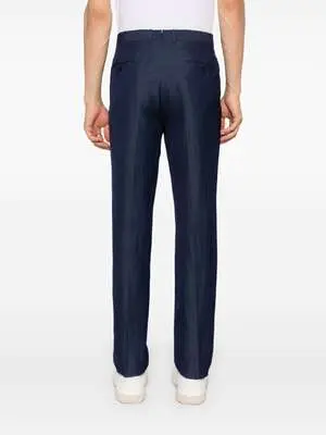 Zegna Pressed-crease Straight-leg Trousers - Blue
