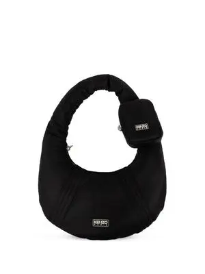 Kenzo Logo-appliqué Ribbed-detail Shoulder Bag - Black