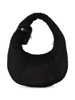 Kenzo Logo-appliqué Ribbed-detail Shoulder Bag - Black