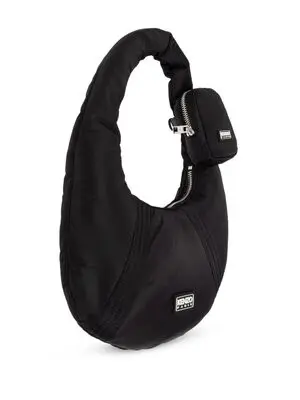 Kenzo Logo-appliqué Ribbed-detail Shoulder Bag - Black