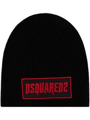 Dsquared2 Logo-appliqué Wool Beanie - Black