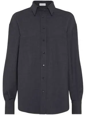 Brunello Cucinelli Long-sleeve Shirt With Monili Detail - Grey