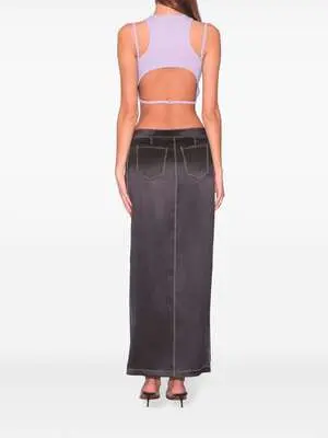 FLEUR DU MAL Strappy Ribbed Tank Top - Purple