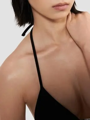 Prada Interlock Fabric Triangle Bikini Top - Black