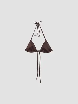 Prada Interlock Fabric Triangle Bikini Top - Brown
