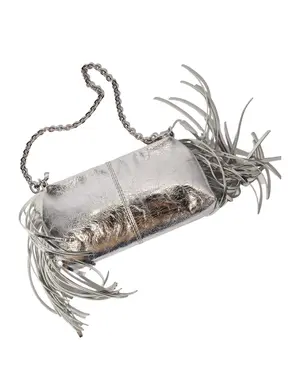 Maje Miss M Metallic Leather Pouch - Silver