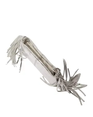 Maje Miss M Metallic Leather Pouch - Silver