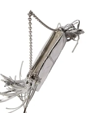 Maje Miss M Metallic Leather Pouch - Silver