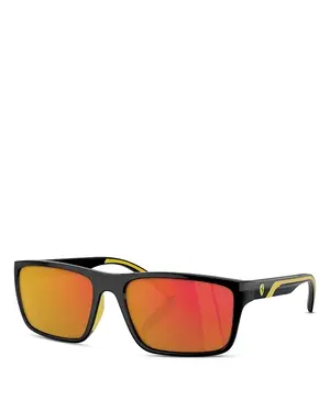 FERRARI 59mm Rectangular Sunglasses - Black/orange Mirrored Gradient