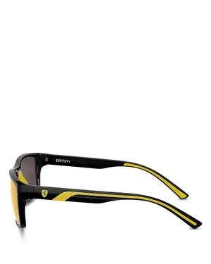 FERRARI 59mm Rectangular Sunglasses - Black/orange Mirrored Gradient