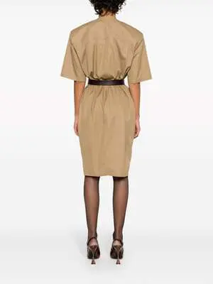 Saint Laurent Saharienne Shirt Dress - Neutrals