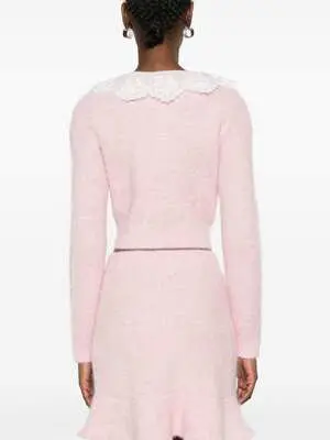 SELF-PORTRAIT Lace-collar Brushed Cardigan