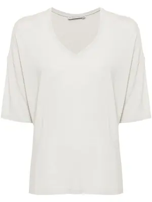 LE TRICOT PERUGIA V-neck T-shirt - Grey
