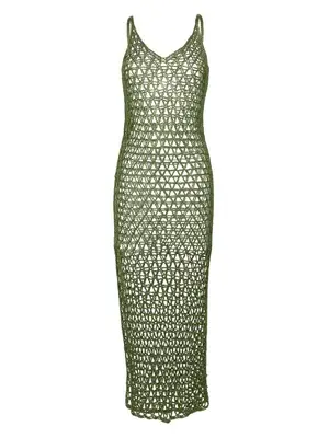 PARAMIDONNA Gigi Crochet Silk Dress - Green