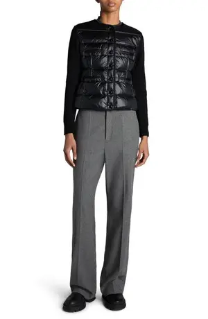 Moncler Mixed Media Down Cardigan - Black