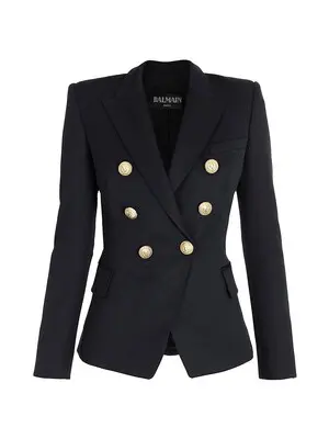 Balmain Double-breasted Wool Jacket - Black