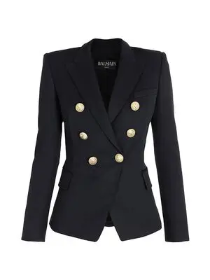 Balmain Double-breasted Wool Jacket - Black