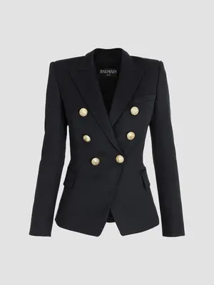Balmain Double-breasted Wool Jacket Black