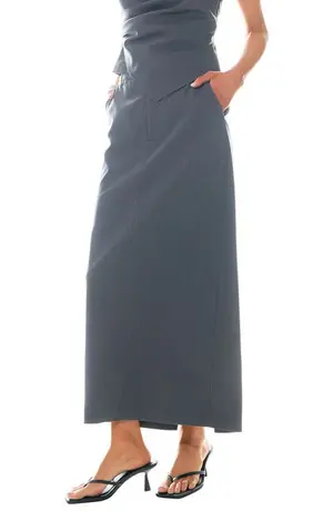 GREY LAB Mid-rise Maxi Skirt - Grey