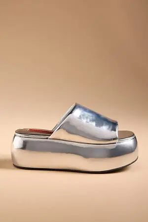 SIMONMILLER SIMONMILLER Leopard Print Platform Slide Sandals Silver