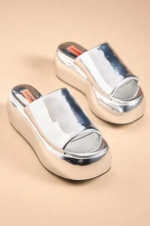 SIMONMILLER Leopard Print Platform Slides