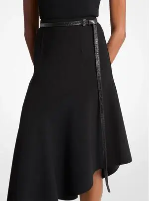 Michael Kors Carolyn Crocodile Embossed Leather Belt - Black