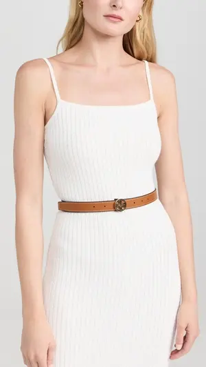 Tory Burch Miller Smooth Reversible Belt - Black/whiskey