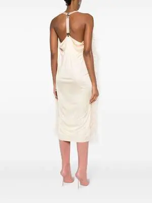 Sportmax Ussita Feather-trim Midi Dress - Neutrals