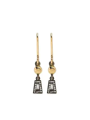 LEANDRA 18kt Yellow Taper And Ball Diamond Dangle Earrings - Gold