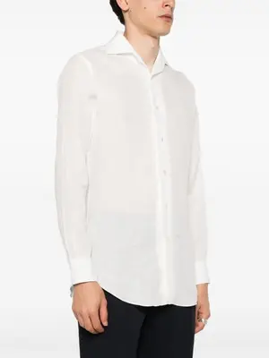 Brioni Classic-collar Linen Shirt - Neutrals